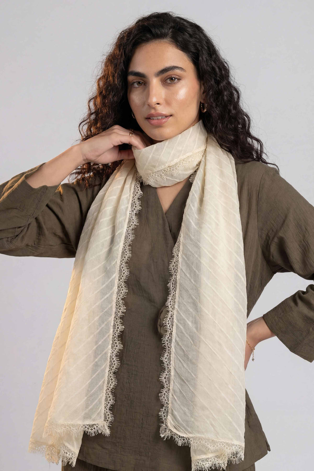 Beige Women Scarf-447882118 – nishatlinen